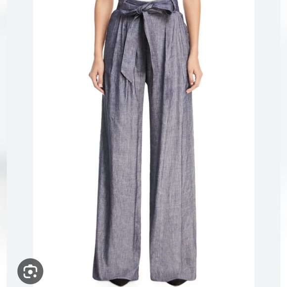 Milly | Pants & Jumpsuits | Milly Trapunto Tie Waist Trousers Denim ...